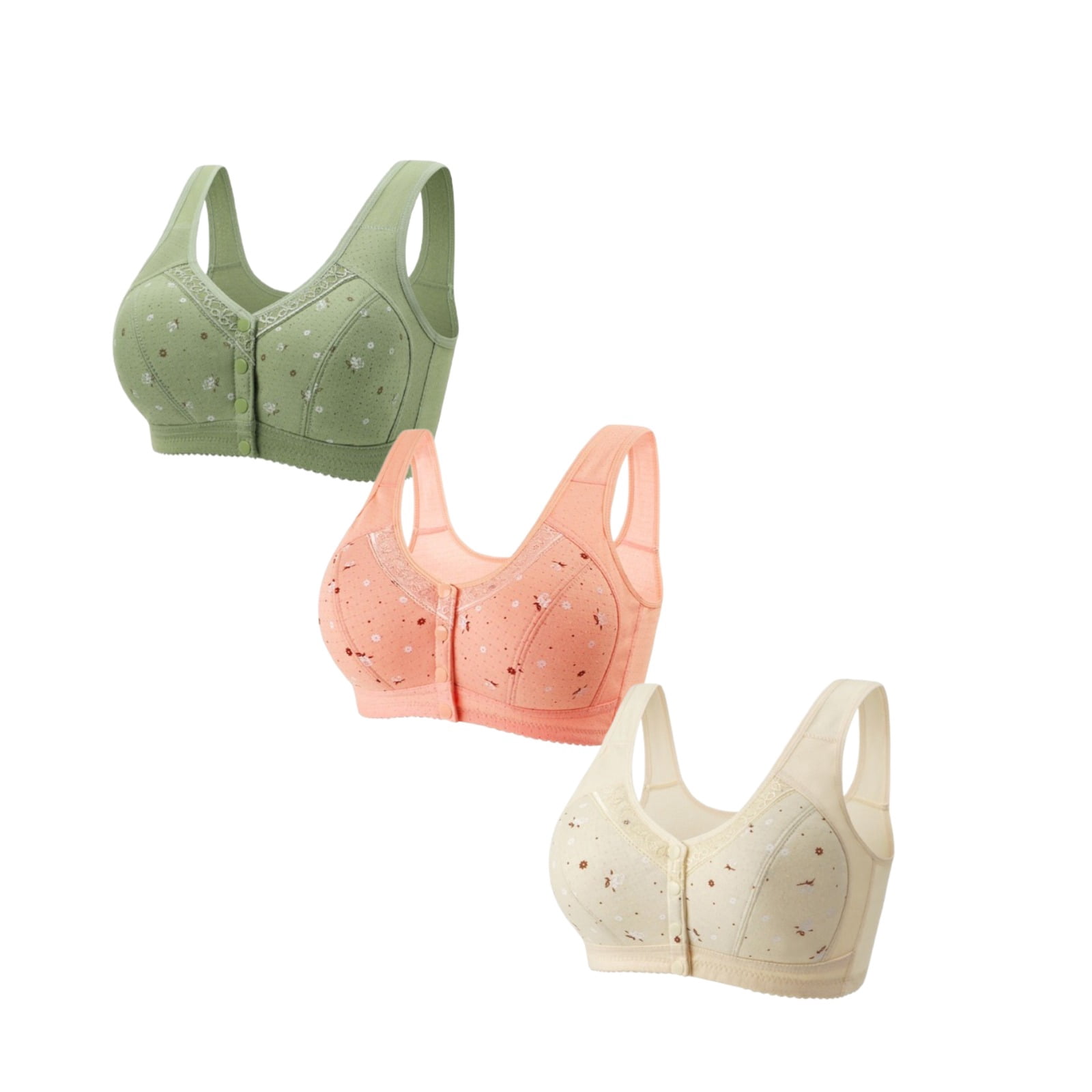 TrdSipl Bras for Older Women Without Underwire Front Closure Bra Soft ...