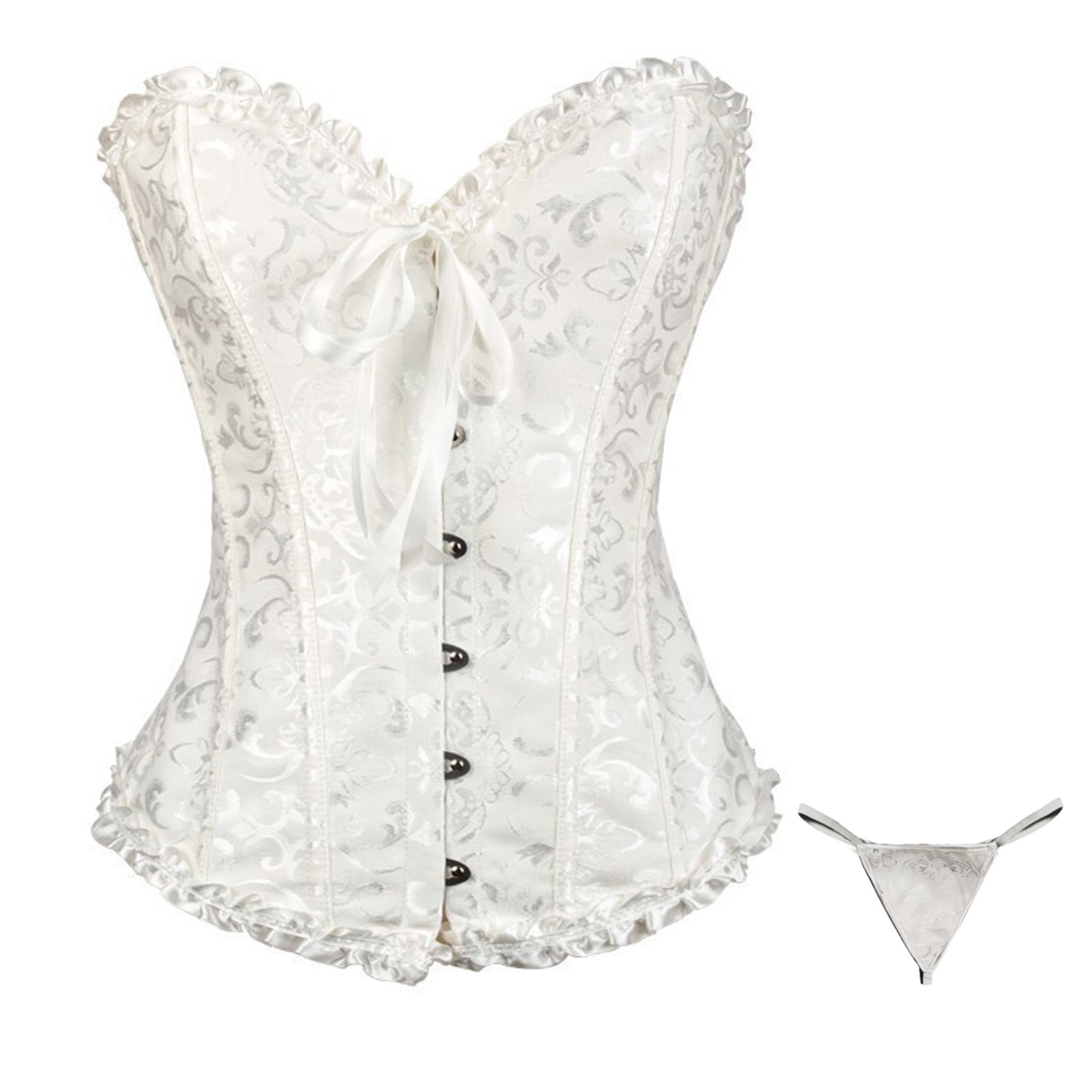 TrdSipl Bustier Tops for Women Satin Boned Lace Renaissance Corset ...