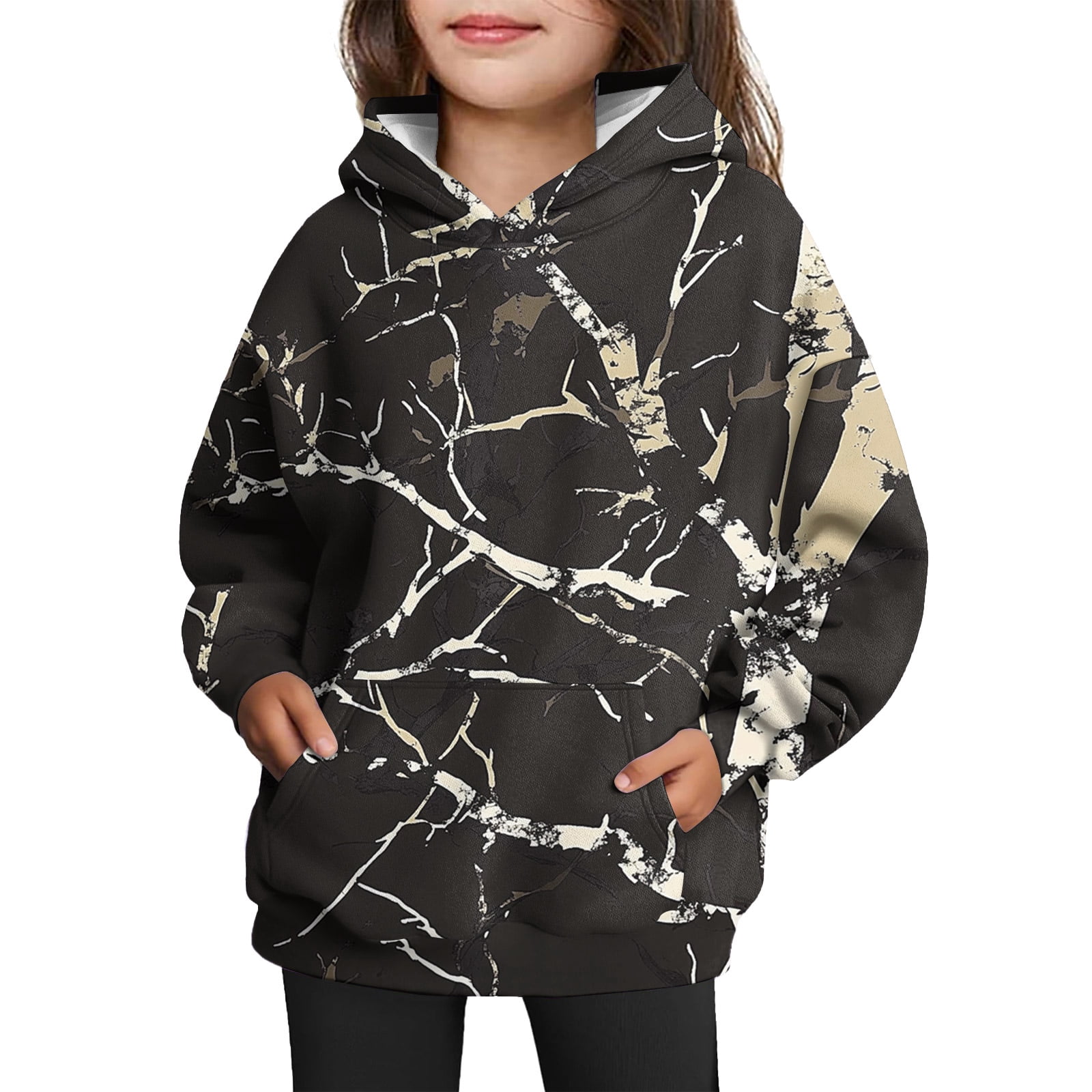 TrdSipl Camo Hoodies Teen Girls Cute Maple Leaf Graphic Hooded ...