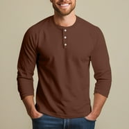 Hanes Beefy Heavyweight Men's Long Sleeve Work T-Shirt, Three-Button ...