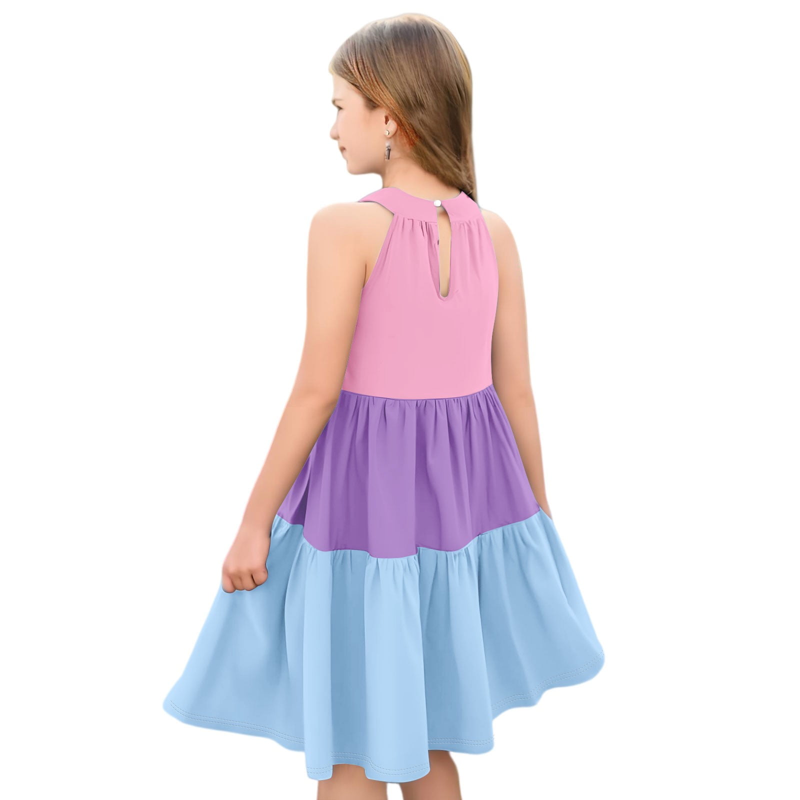 TrdSipl Little Girls Dresses Size 7/8 Sleeveless Halter Dress Casual ...
