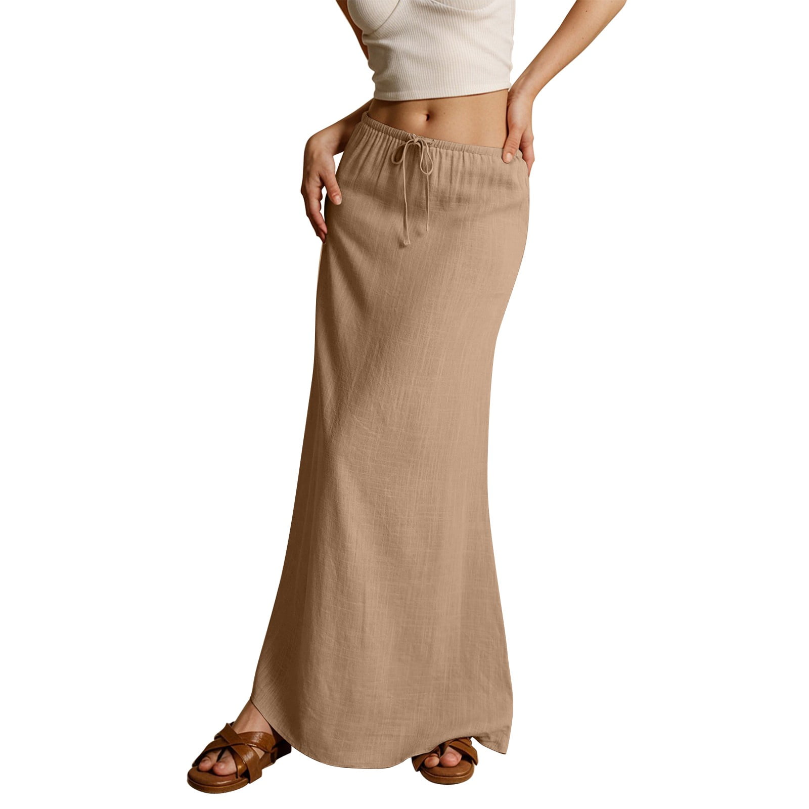 TrdSipl Maxi Skirts for Women Low Rise Cute Maxi Skirt Flowy Floor ...