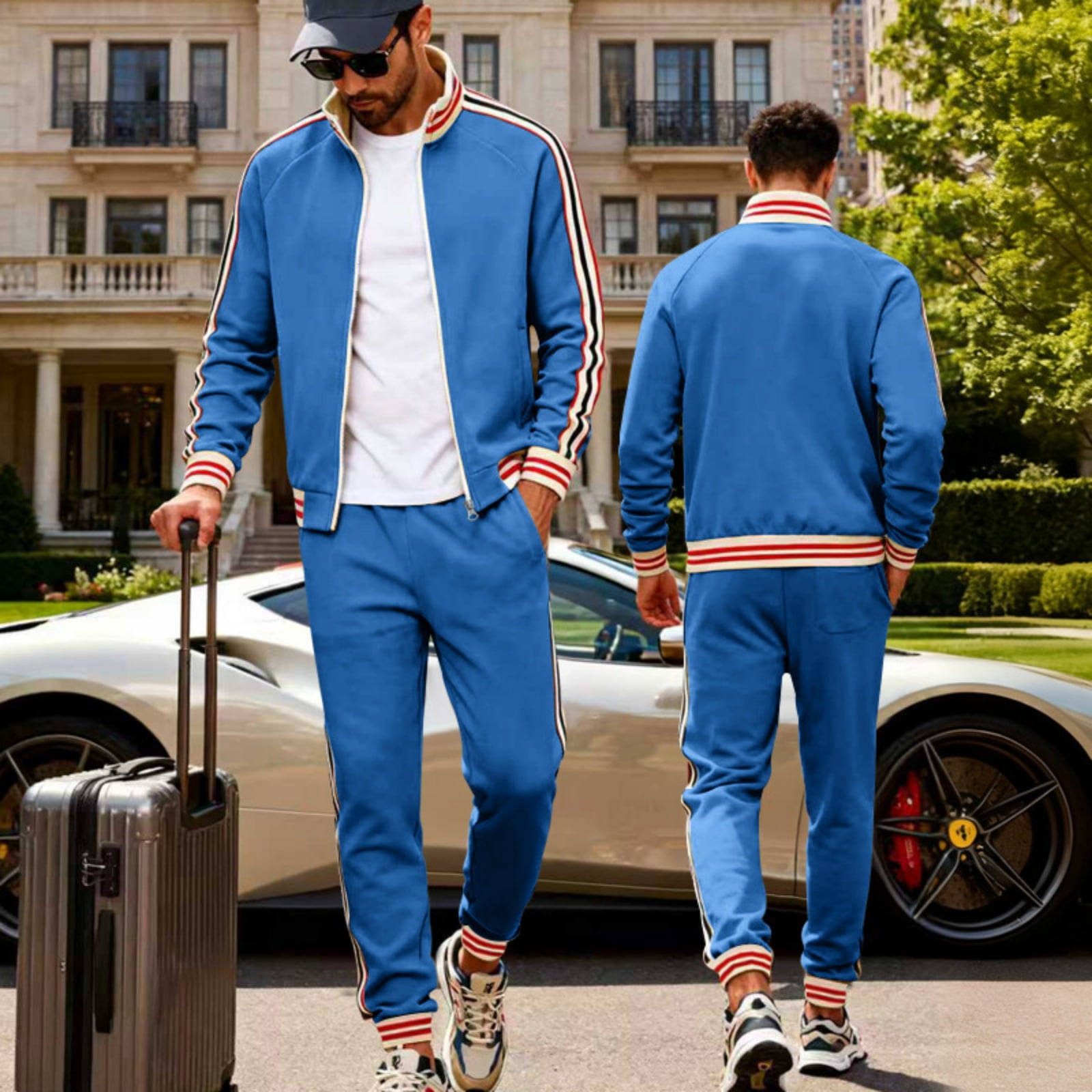 TrdSipl Mens Track Suits Sets Long-Sleeve Full Zip Up Sweatsuit Sport ...