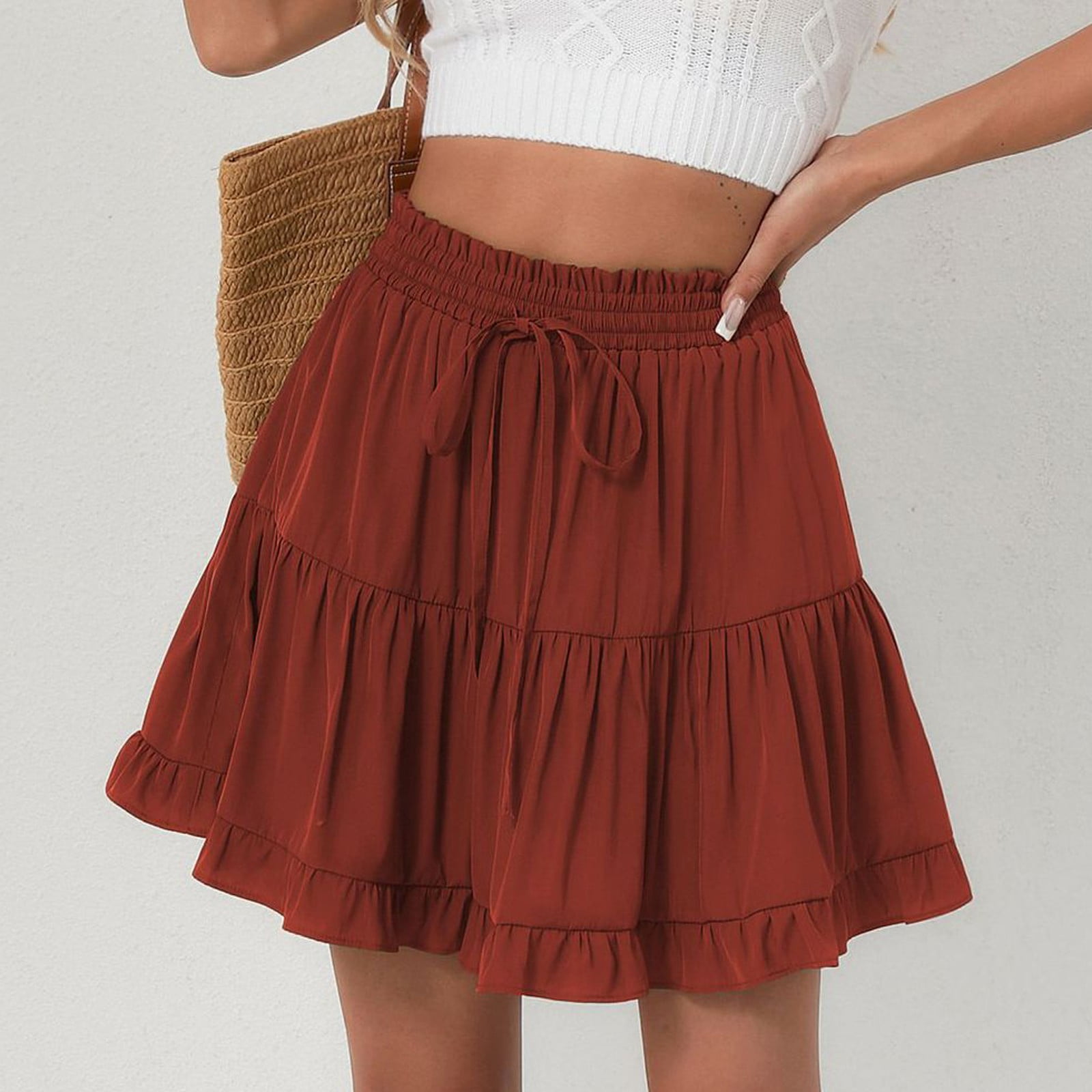 TrdSipl Mini Skorts for Women Ruffle Flowy Tiered Skort Swing High ...