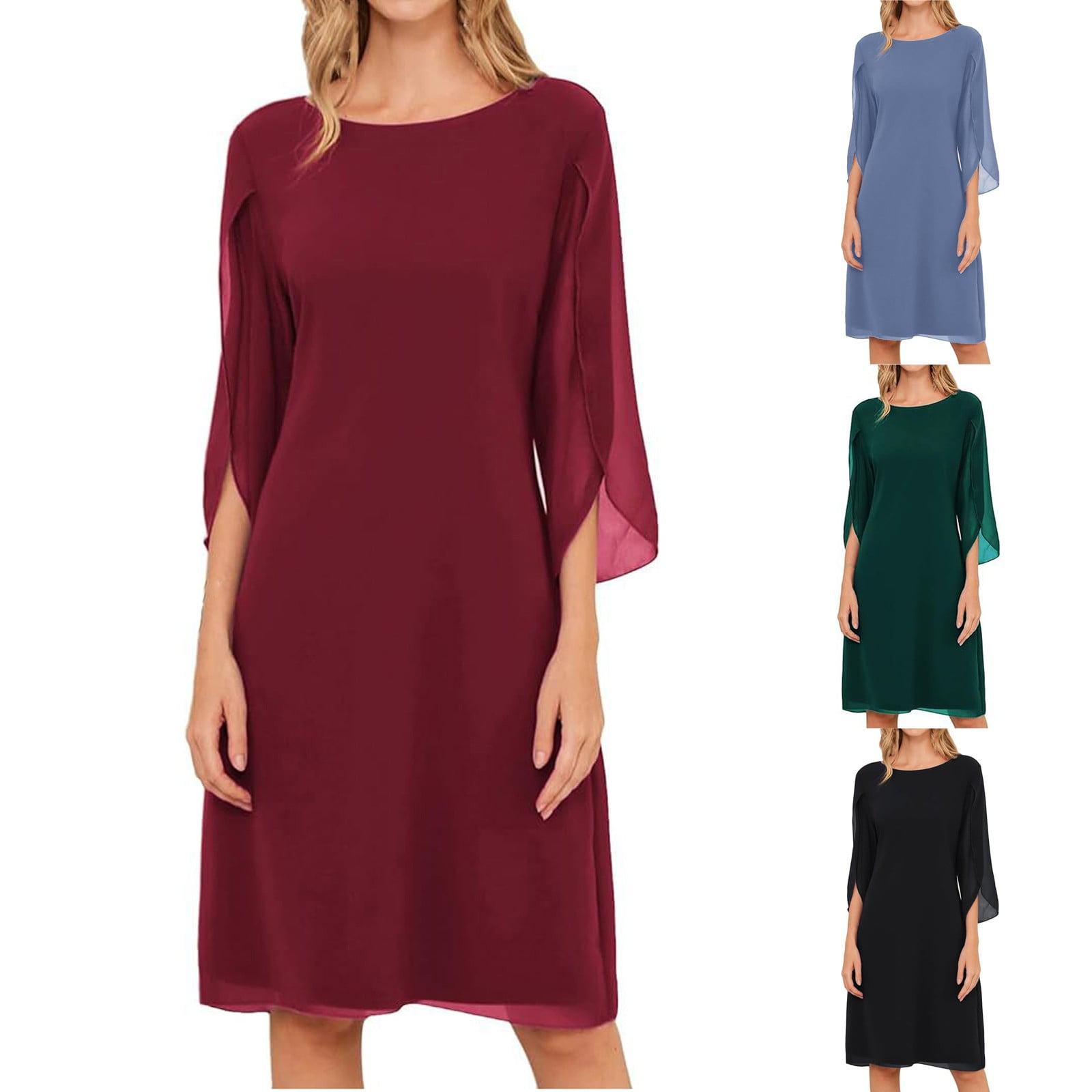 TrdSipl Mother of Bride Dresses for Wedding Flowy Swing Flutter Sleeve ...