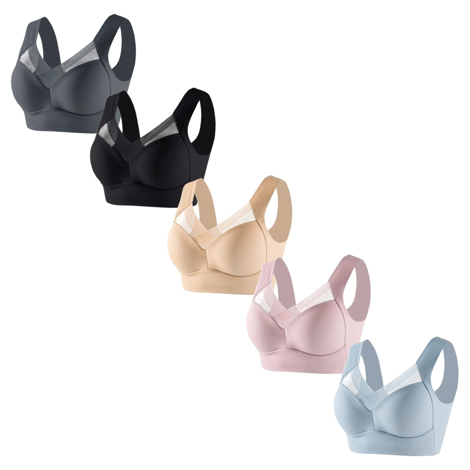 TrdSipl Older Women's Bras Seamless Wireless Correcting Bras Push Up ...