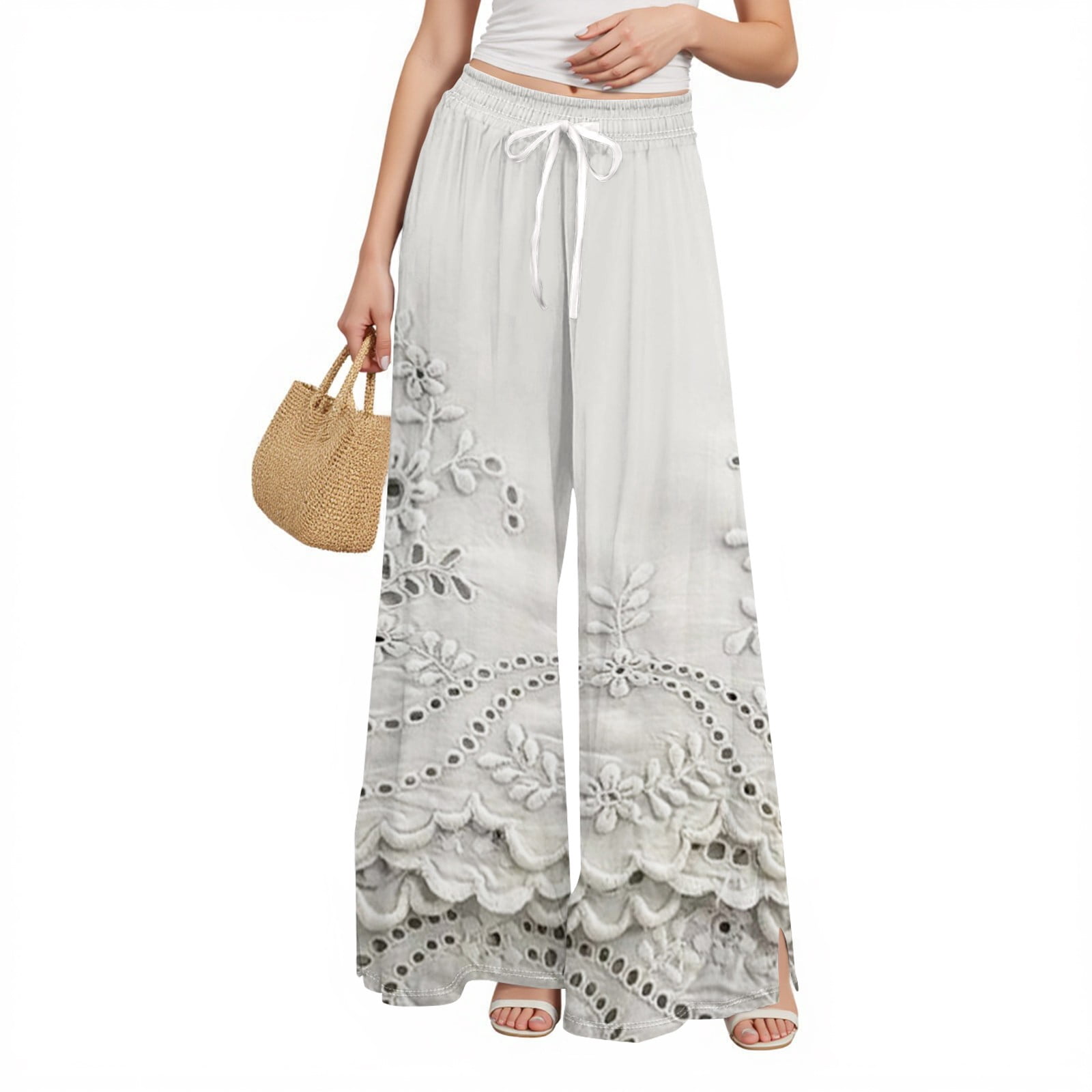 TrdSipl Palazzo Pants for Women Petite Crop Plus Size Wide Leg Pants ...