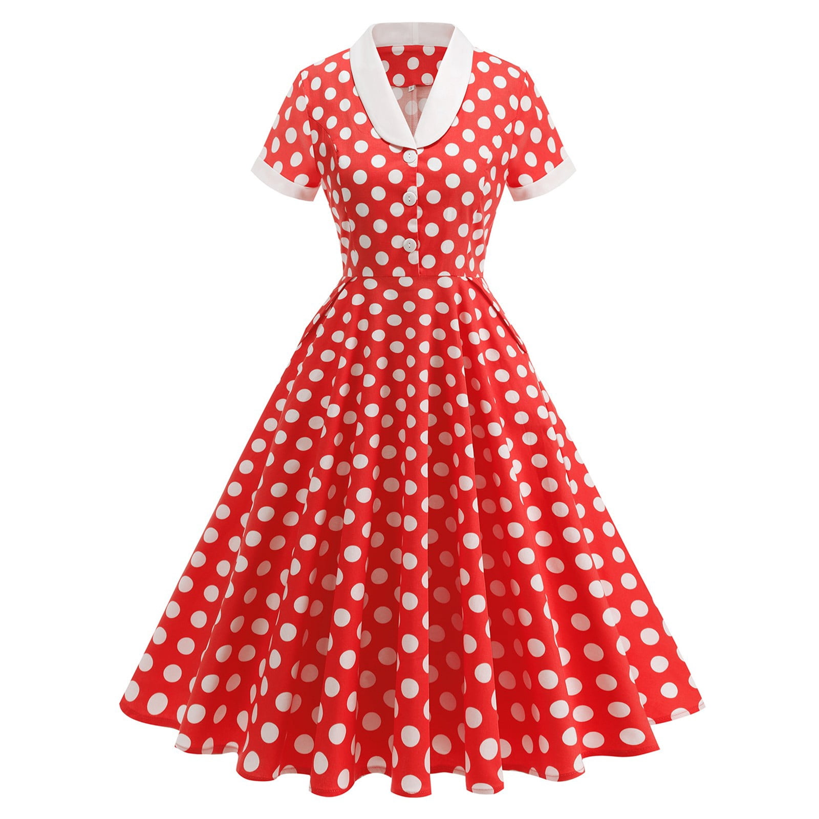 TrdSipl Retro Dresses for Women Vintage Polka Dot Tea Dresses Vneck A ...