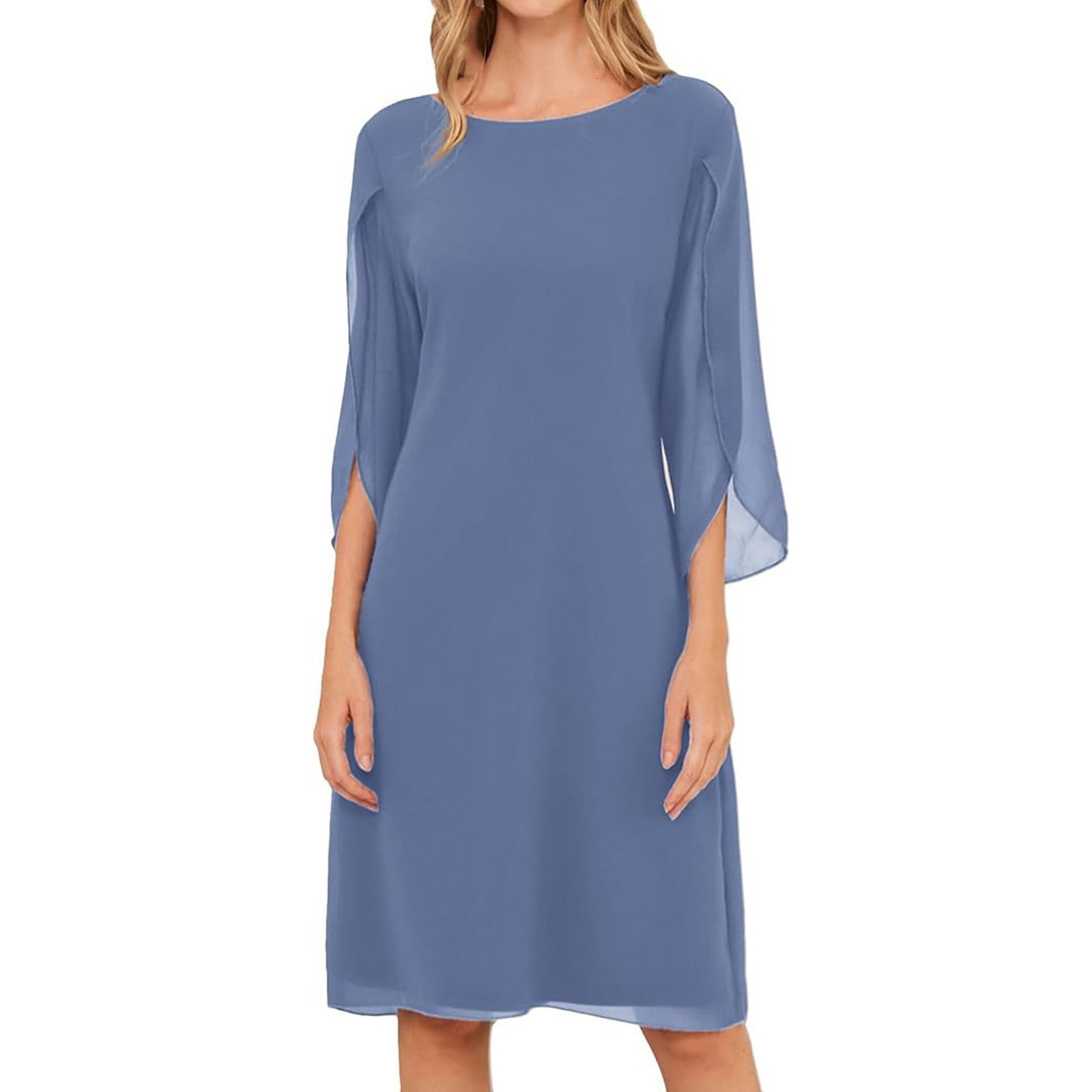 TrdSipl Semi Formal Dresses for Women Flowy Swing Flutter Sleeve ...