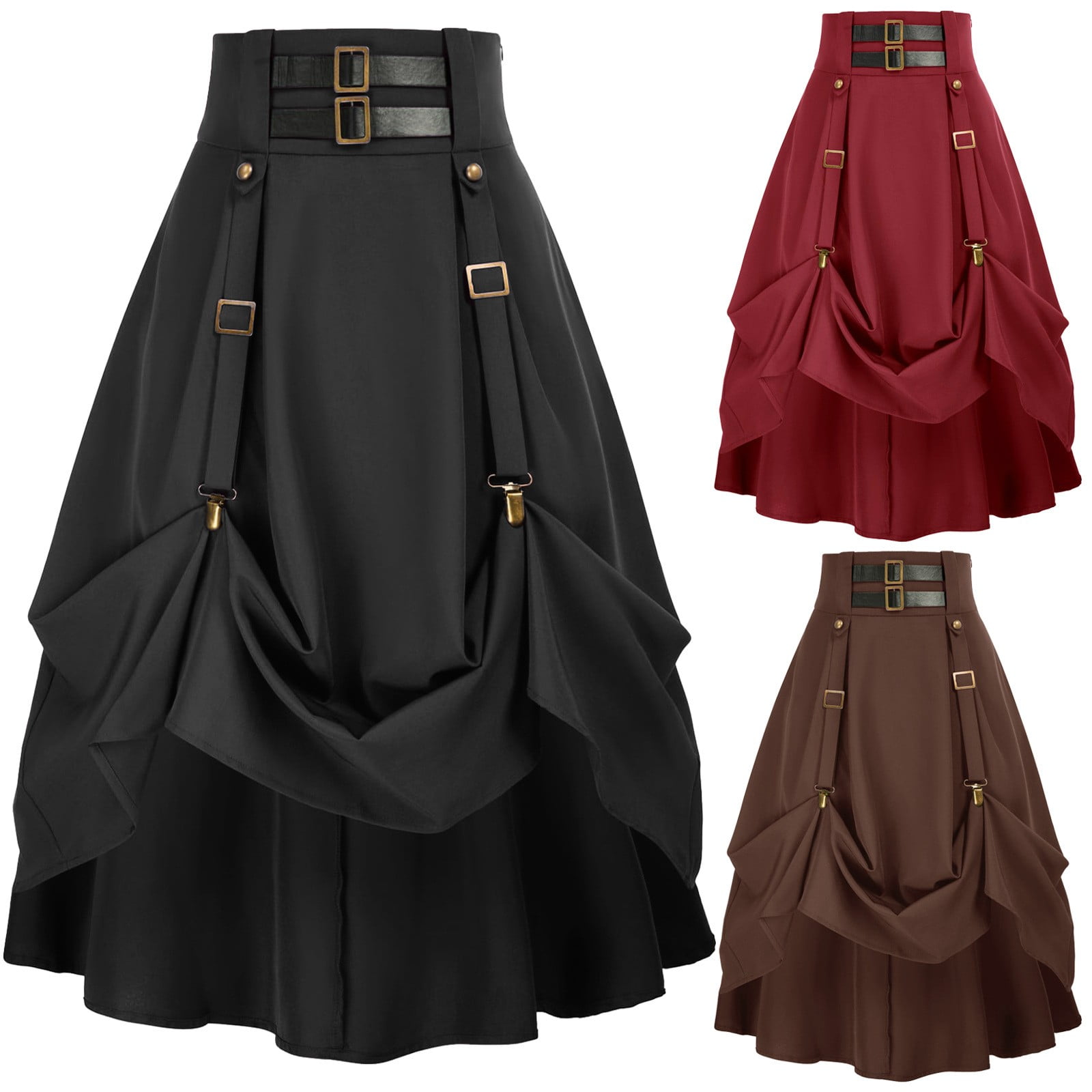 TrdSipl Skirts for Women Victorian Steampunk Renaissance Skirt Flowy ...