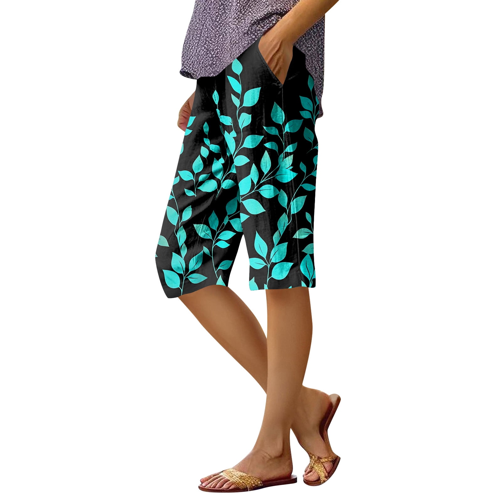 TrdSipl Summer Womens Shorts Dressy Casual High Waisted Loose Fit Capri ...