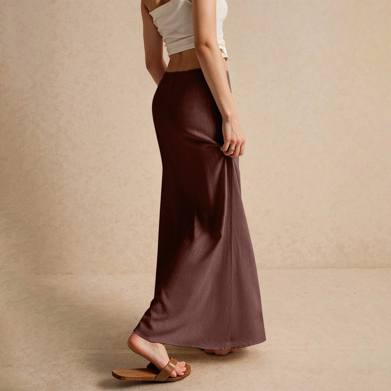 TrdSipl Vacation Outfits for Women Low Rise Cute Maxi Skirt Flowy Floor ...