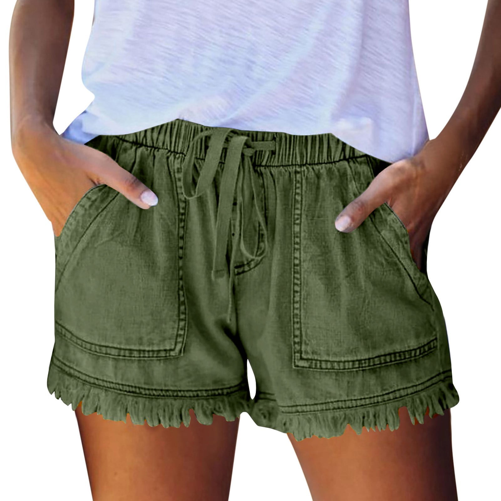 TrdSipl Women Jean Shorts High Waisted Rip Denim Shorts Roll Up ...