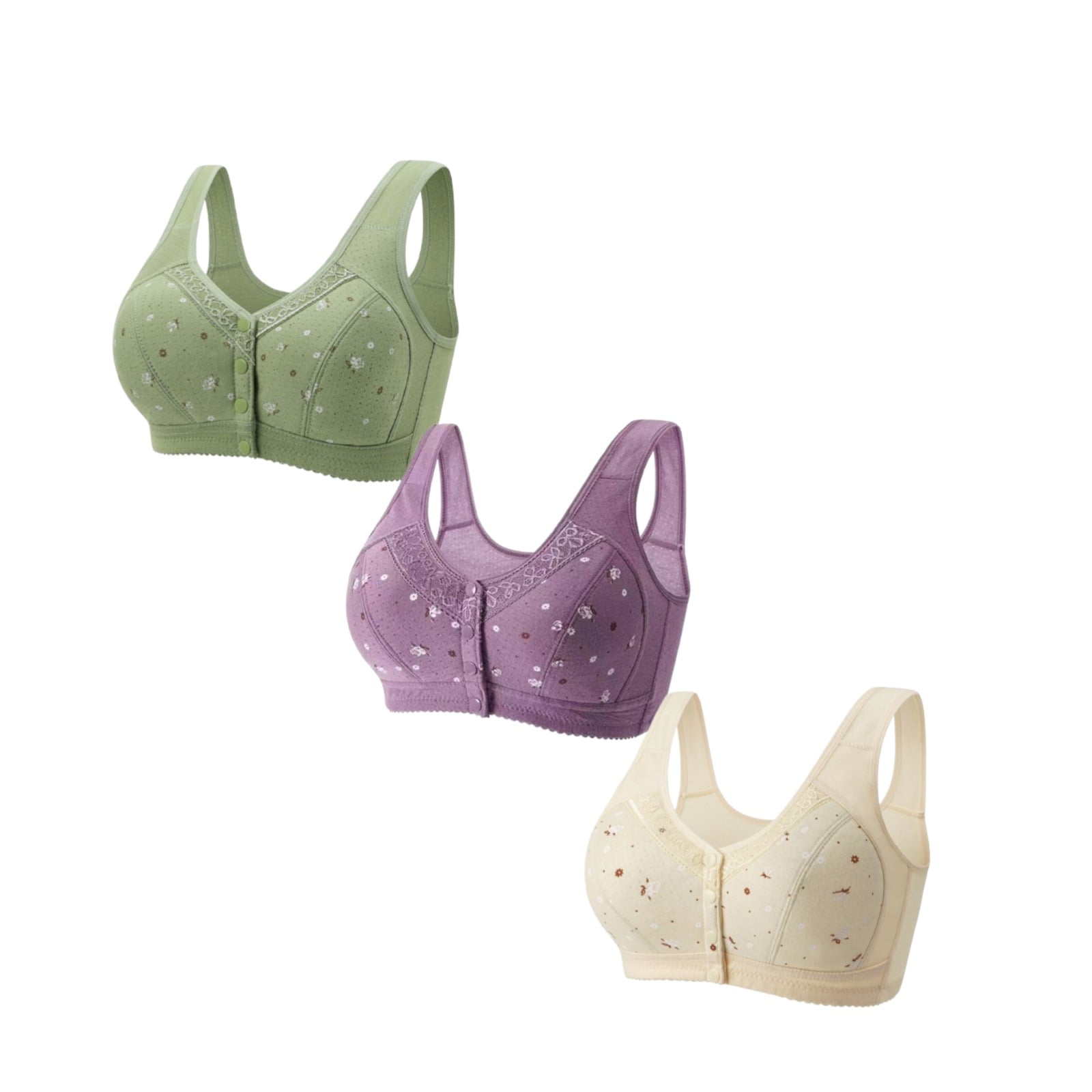 TrdSipl Women's Everyday Bras Without Underwire Front Closure Bra Soft ...