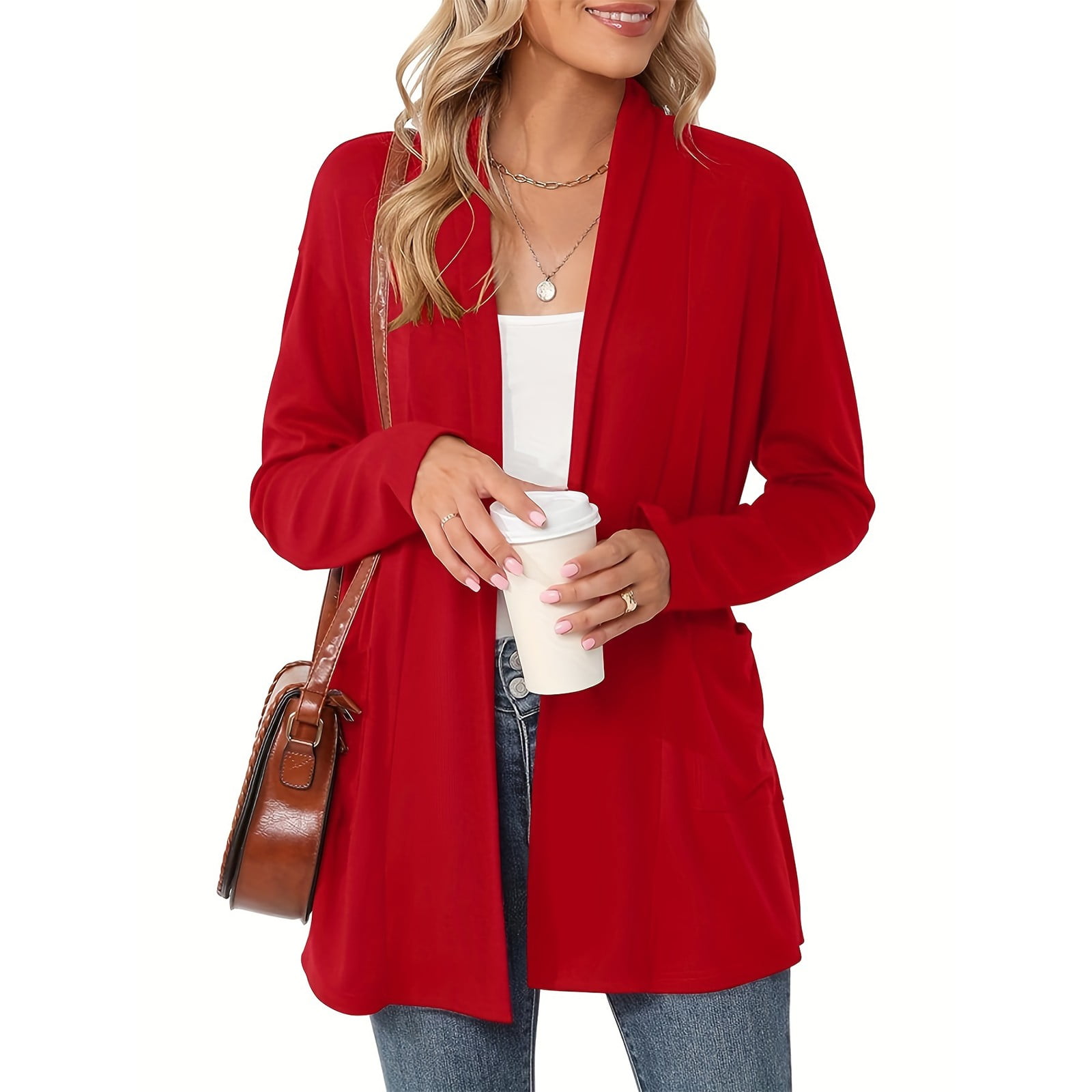 TrdSipl Womens Lightweight Open-Front Cardigan Casual Comfortable Soft ...