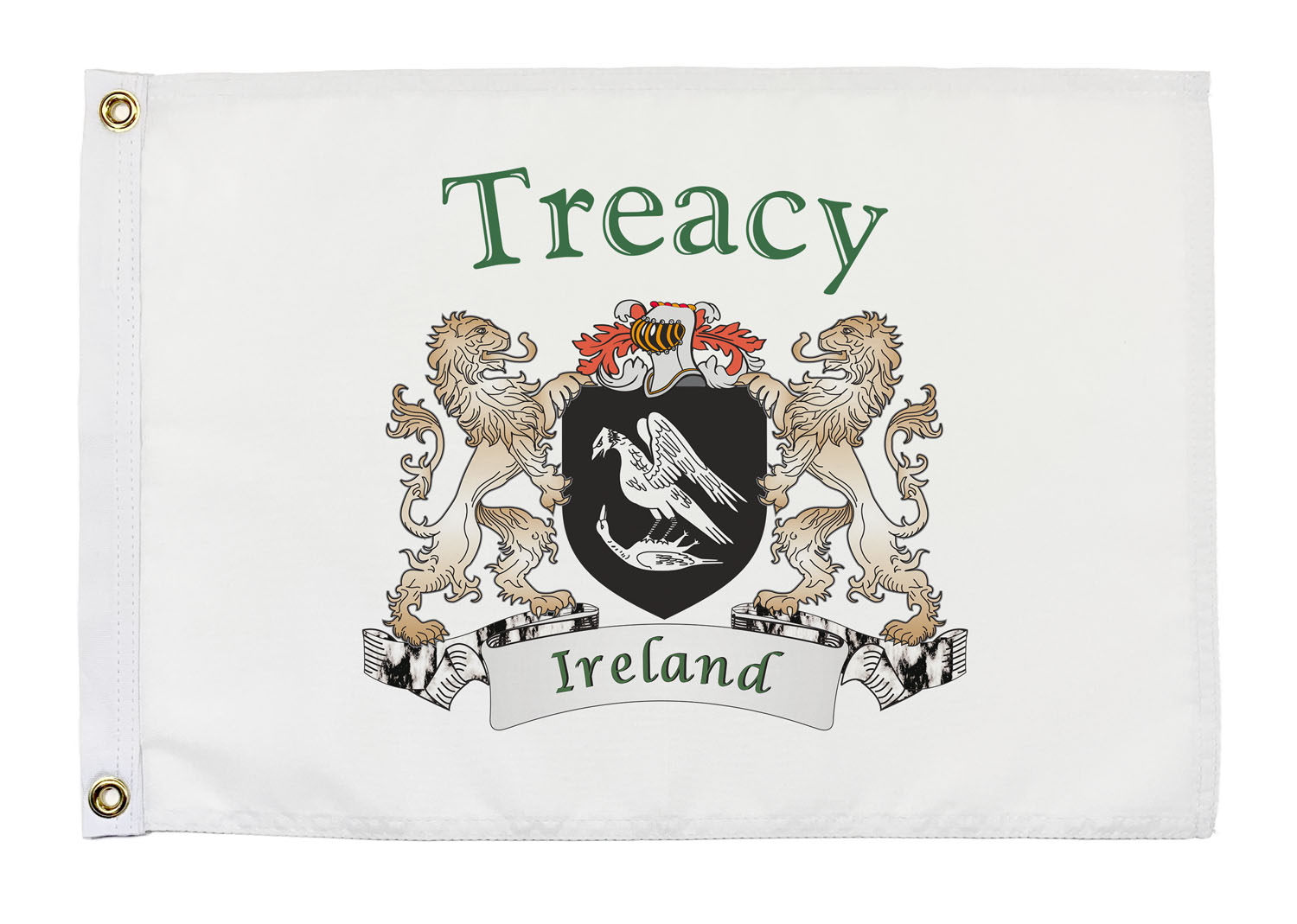 Treacy Irish Coat of Arms Small White Flag - 16"x10.5" inches - Walmart.com