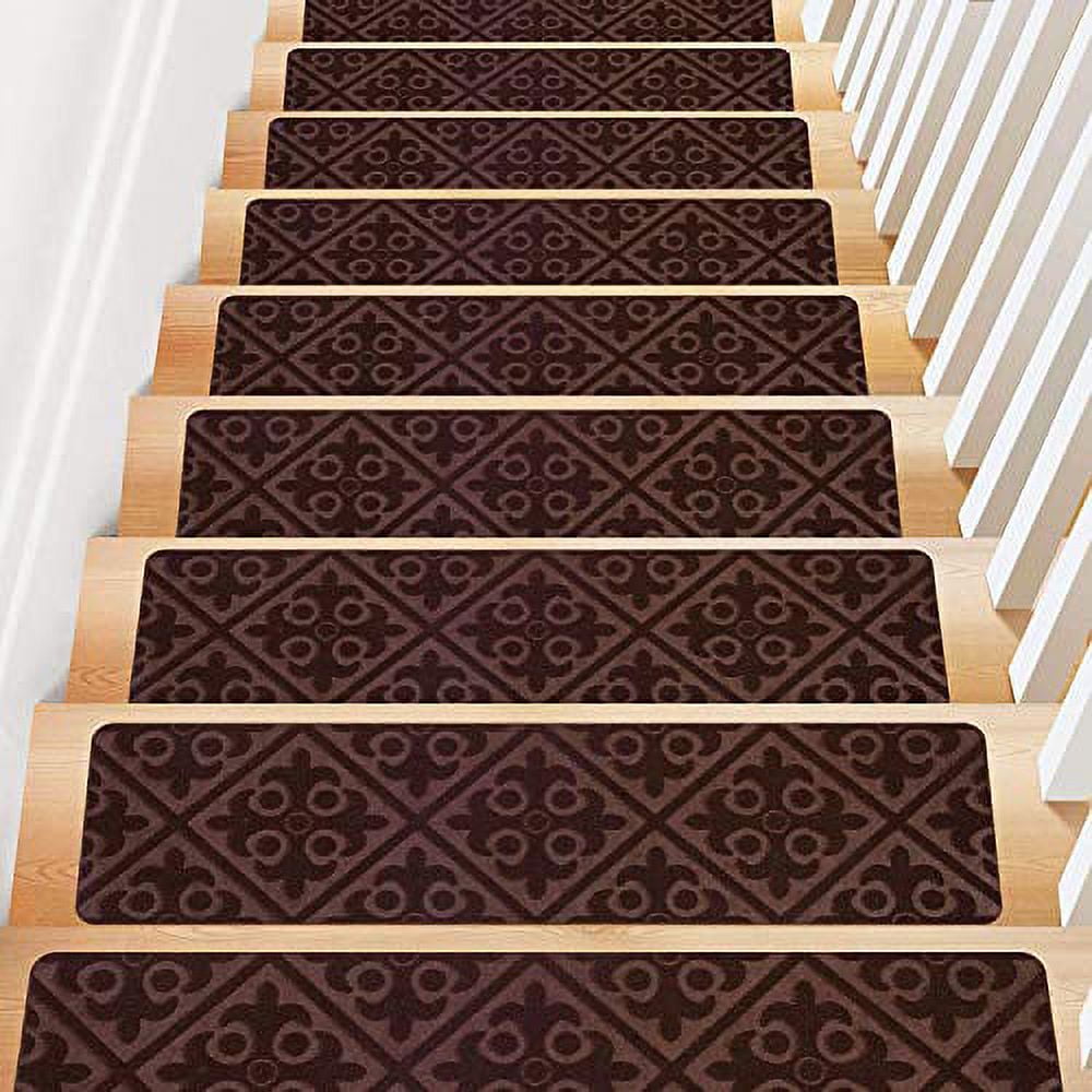 TreadSafe 15 Pack of Brown Non Slip Stair Treads for Indoors, 8"x30 ...