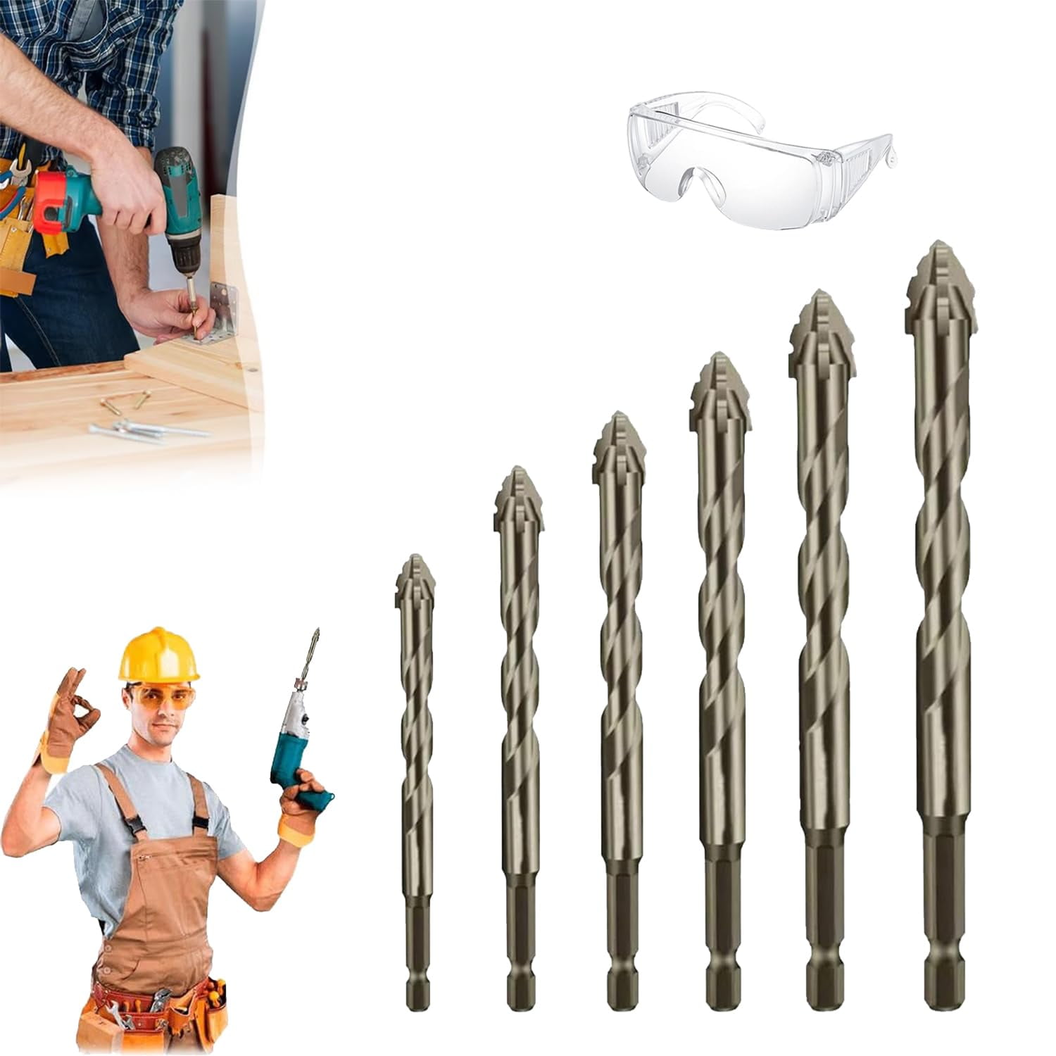 Treadcrck New Four-Flute Sawtooth Eccentric Drill Bit Set, Four Blade ...