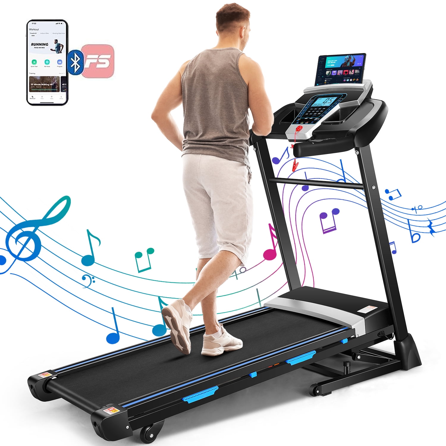 Treadmill 300 Lb Capacity 3 25 Hp Automatic Incline Treadmill With App