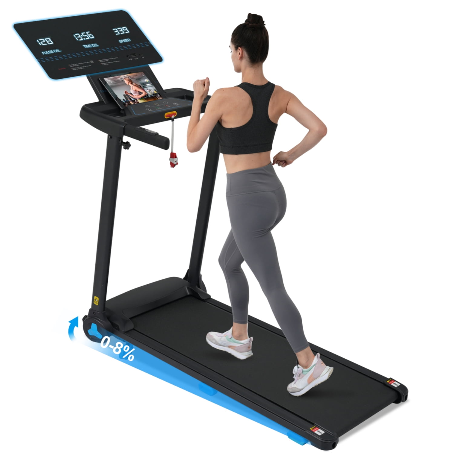 Treadmill with 8% Incline, 3.0HP Motor, 10 MPH Speed, 300 lb Capacity ...