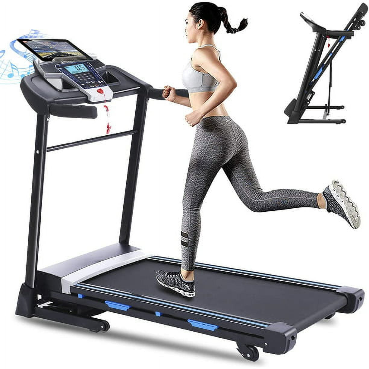 Treadmill with Auto Incline,3.25HP Folding Treadmills with Fitness APP ...