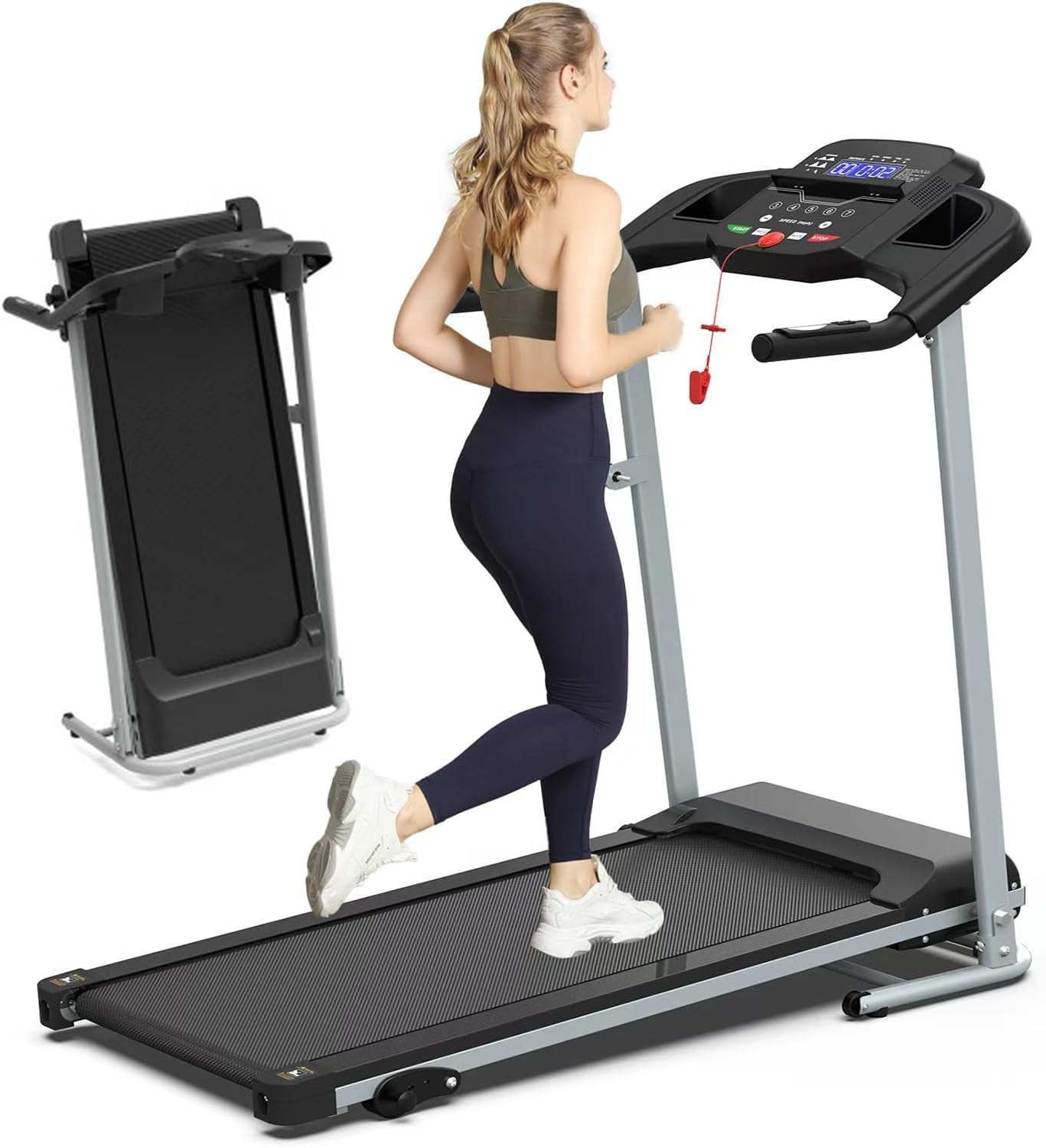 Treadmill with Incline, 2.5HP Foldable Treadmill for Home Office Small ...