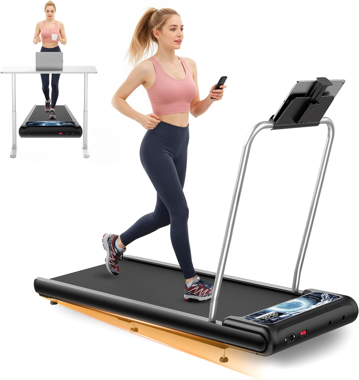 Treadmills for Small with 0%-8% Incline and APP Sync, Compact Under ...