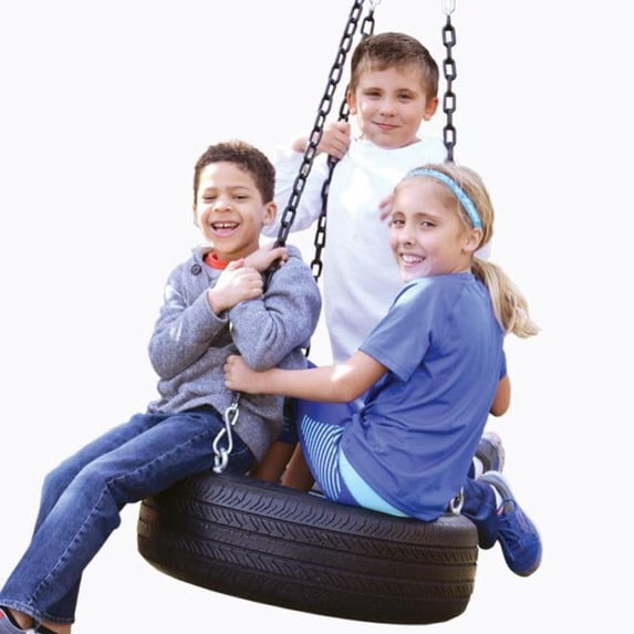 Treadz Traditional Round Kids Tree Tire Swing with 360 Swivel Spinner ...