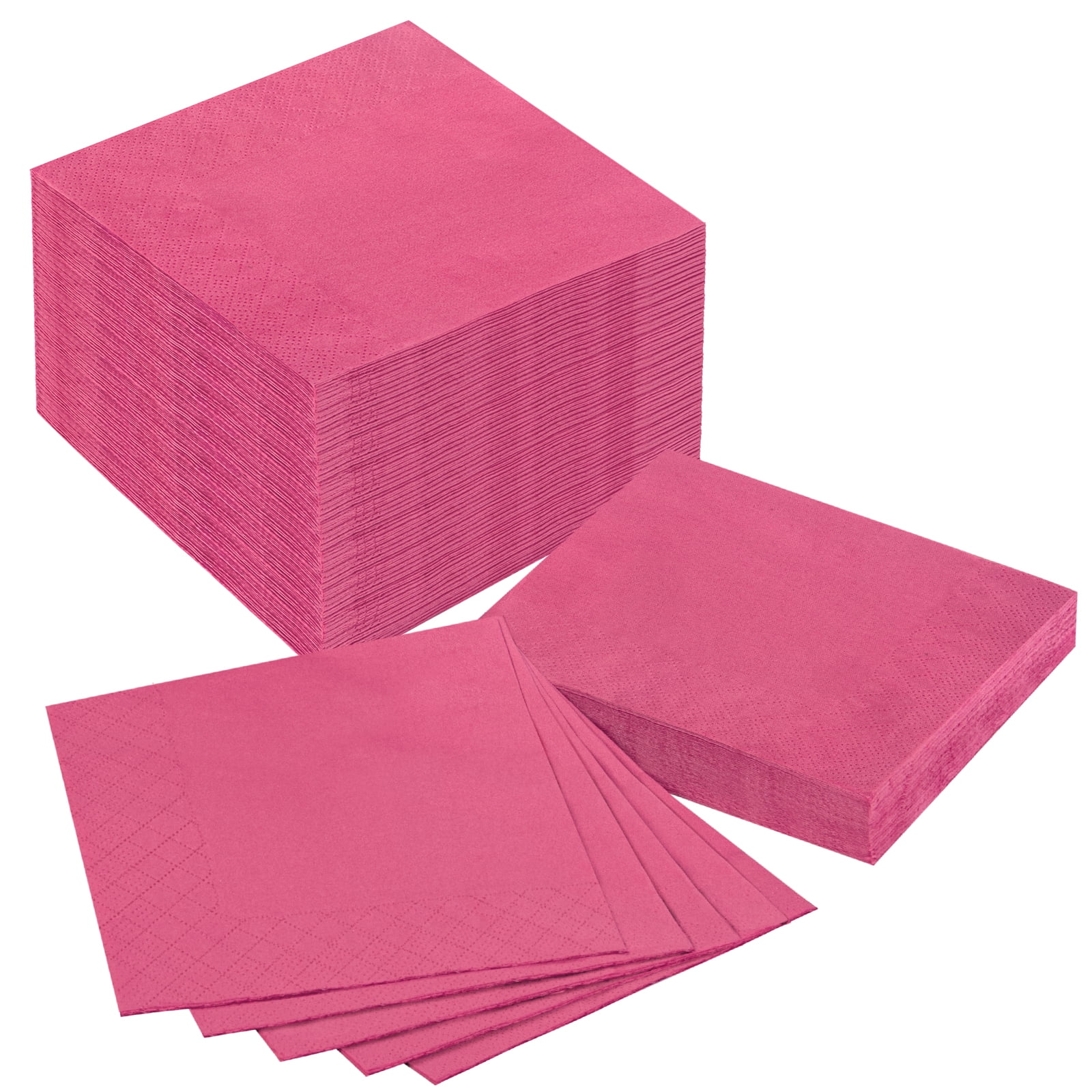 Treamon 100 Pack 2-Ply Pink Beverage Napkins, Highly Absorbent ...