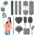 Treamon 12 Pcs Microfiber Dusters, Gray, Telescoping Handle, Washable ...