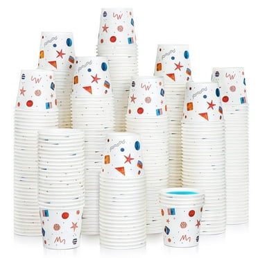 Waxed Paper Water Cups, 5oz, 100/Pack, Cold Drink, Multi-Colored Design ...