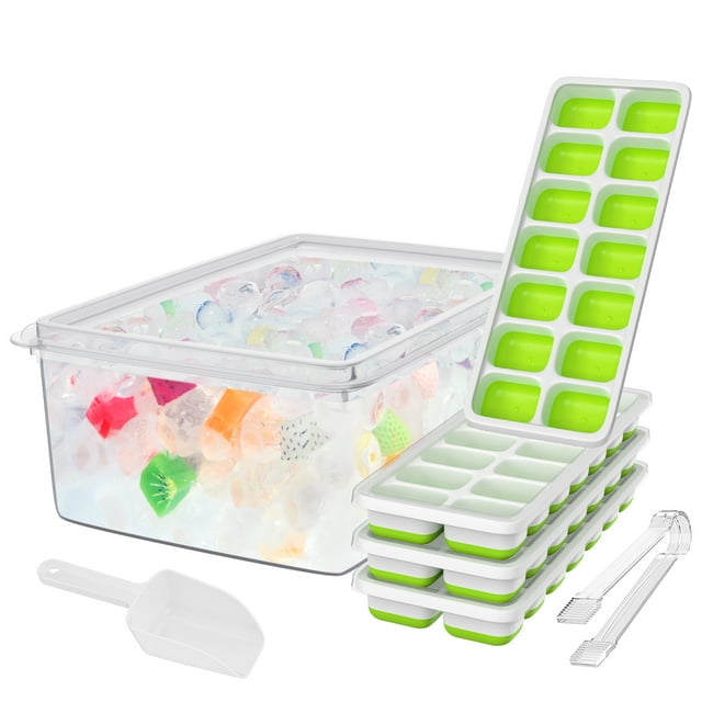 Treamon 5 Pack Whiskey Ice Cube Trays with Lid, Large Square Mold for ...