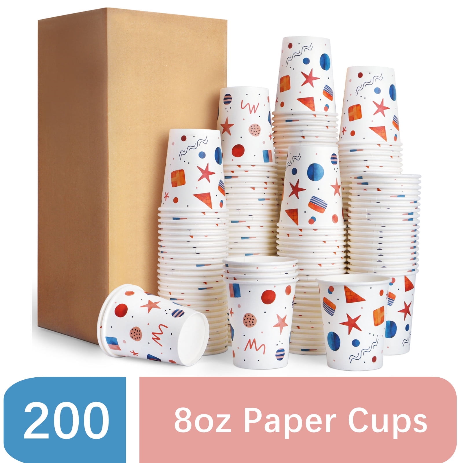 Treamon Paper Cups Disposable Coffee Cups Colorful Hot Cold Beverage ...