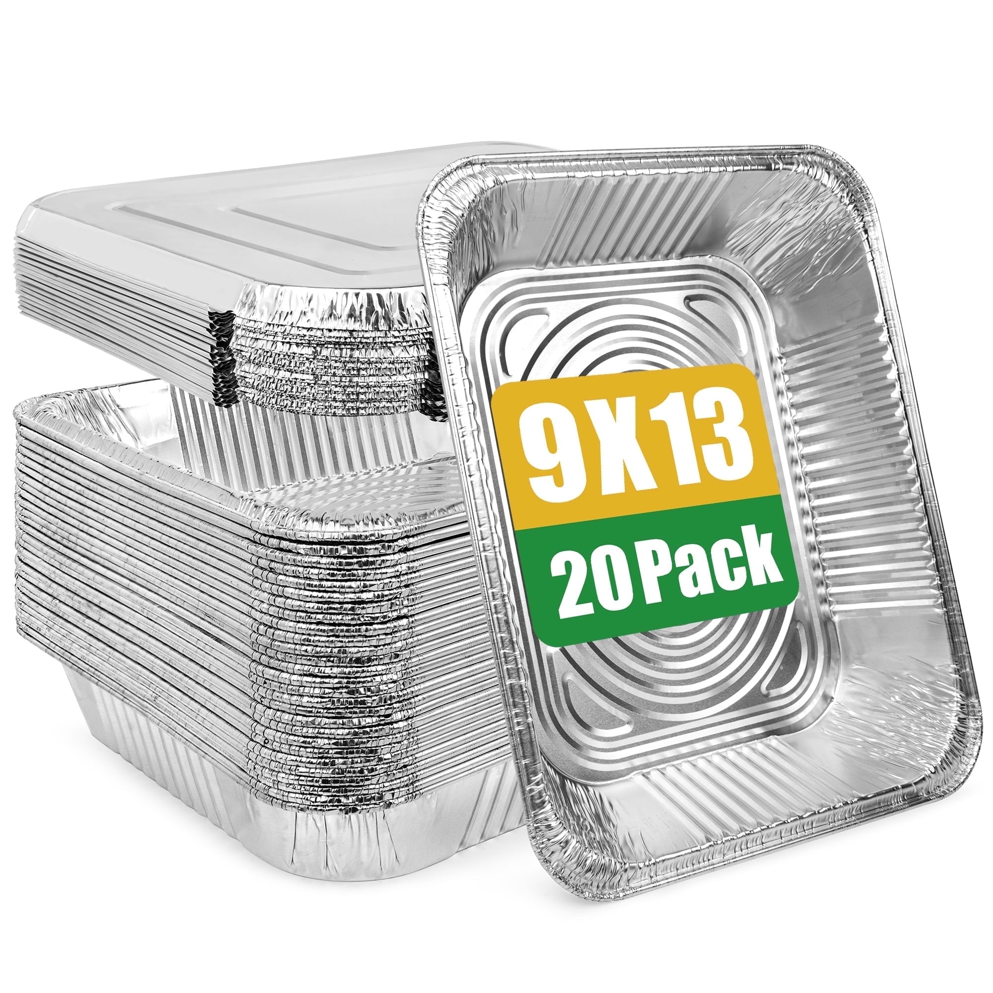 Treamon Aluminum Pans with Lids, Disposable Foil Pans, 9" x 13" 20 ...