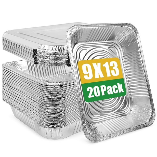 Treamon Aluminum Pans with Lids, Disposable Foil Pans, 9" x 13" 20 ...