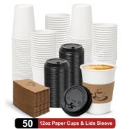 CHARMOUNT 100 Pack 12 oz Single Use Disposable Coffee Cups, Insulated ...