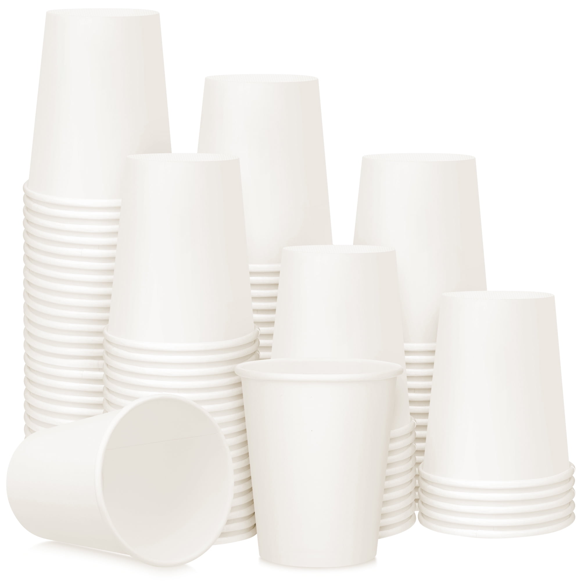 Treamon White Disposable Paper Cups, 8 oz, Eco-friendly, 100 Count for ...