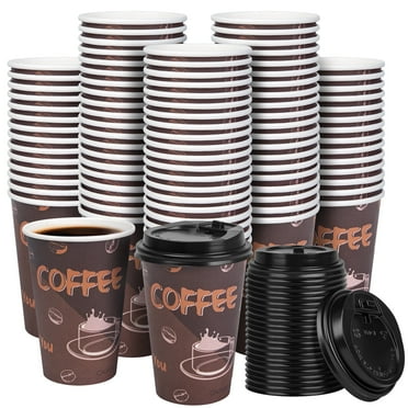 Bupete 12oz Disposable Coffee Cups with Lids(70 Pack), Corrugated 12oz ...