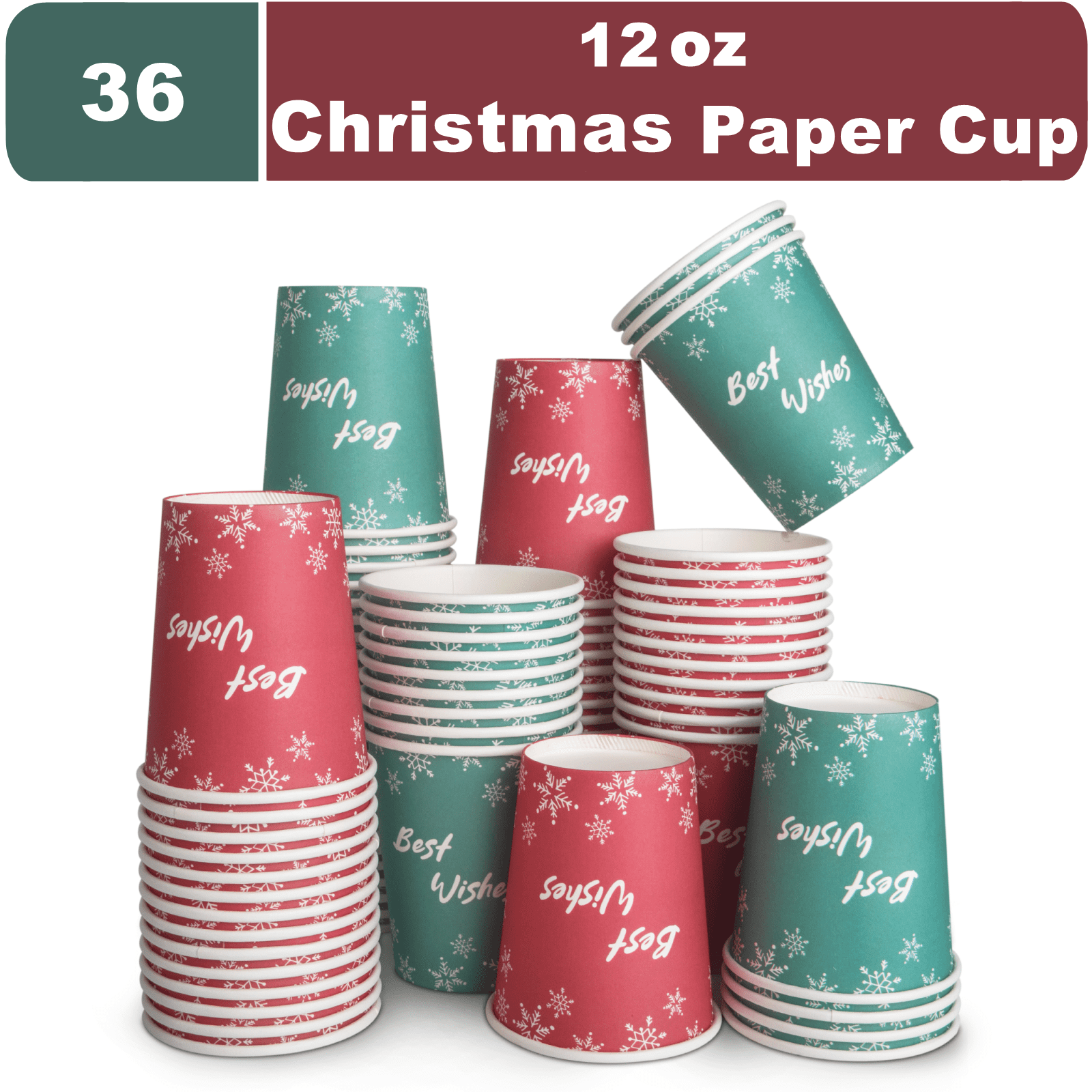 Treamon Paper Cups Disposable Coffee Cups, 12 oz 36 Count - Walmart.com