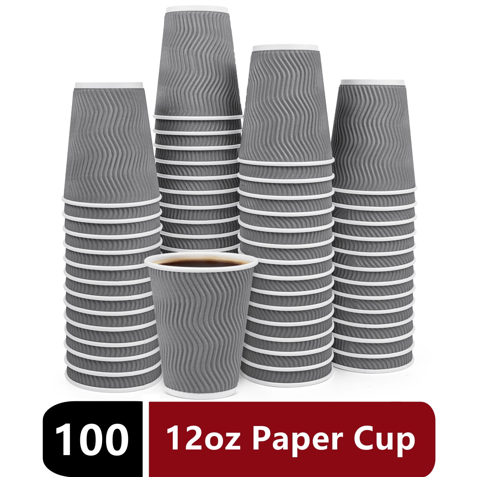 Treamon Paper Cups Disposable Paper Coffee Cups with Thermal Insulation ...