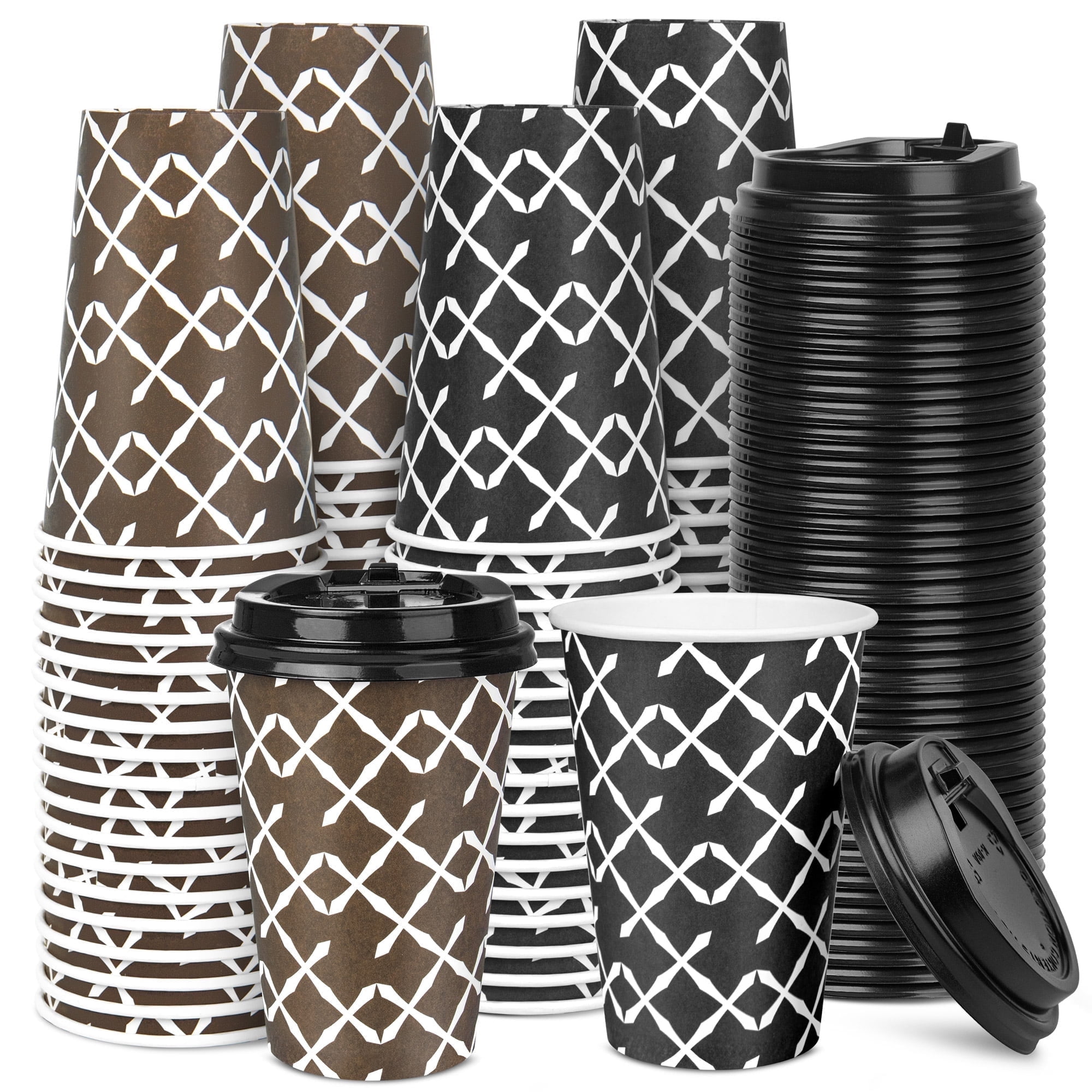 Treamon Disposable 16 oz Hot Paper Cups with Lids, 100 Pack - Walmart.com