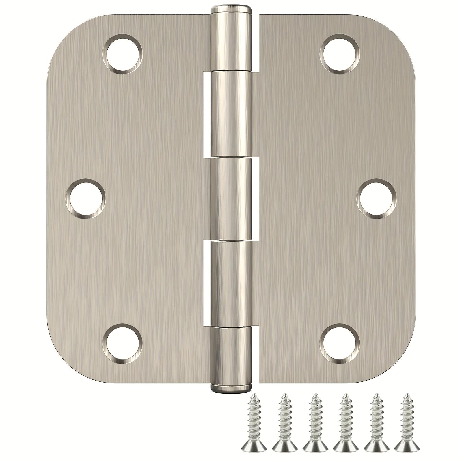 Treasem 18 Pack Rounded Satin Nickel Door Hinges, 3.5 x 3.5 Inch Hinges ...