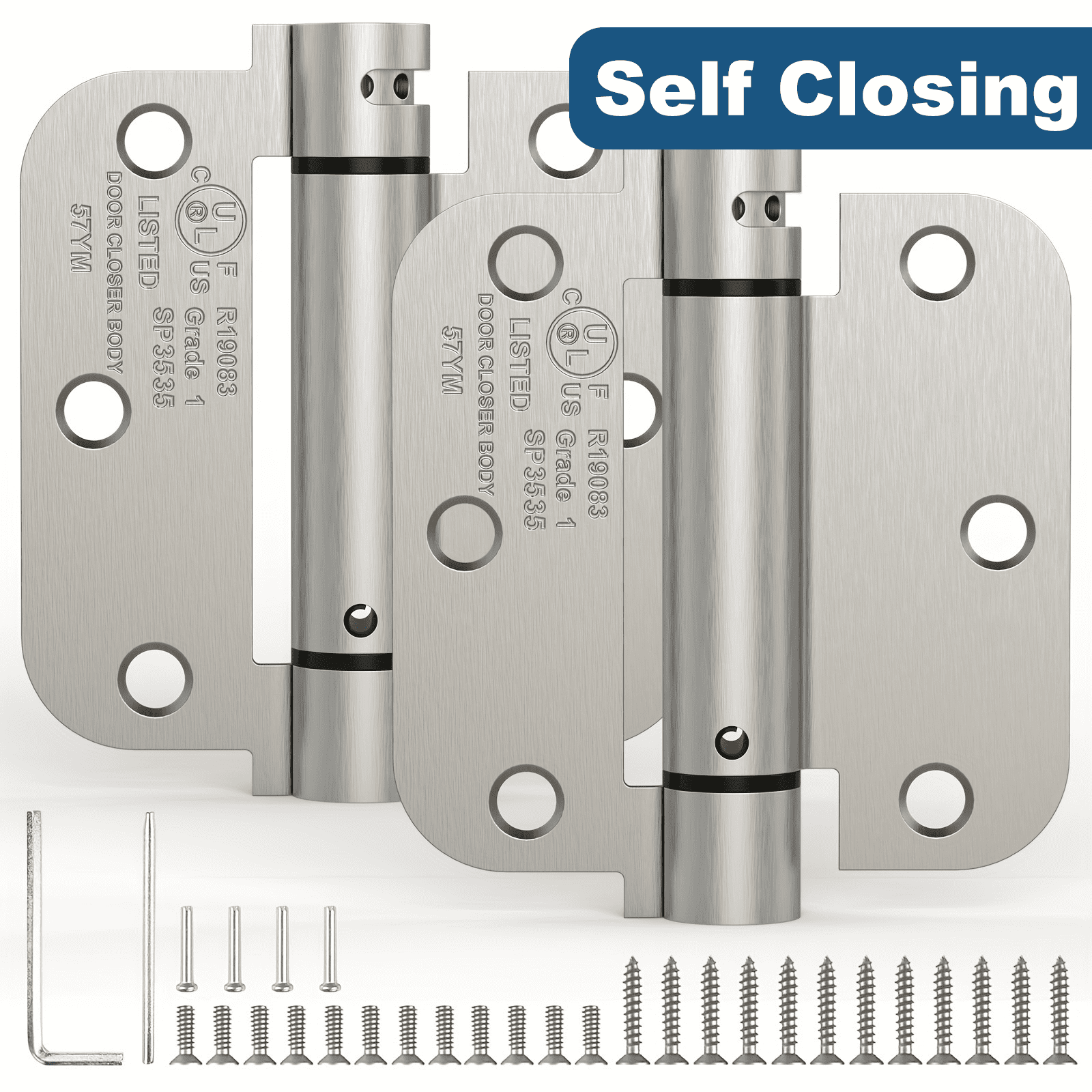 Treasem Self-Closing Door Hinges, Auto Closing Spring Hinges, 3.5 inch ...