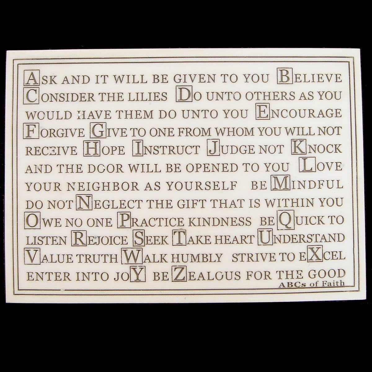 Treasure ABC'S Alphabet of Faith Marble Finish Stand Up Sign or Wall ...