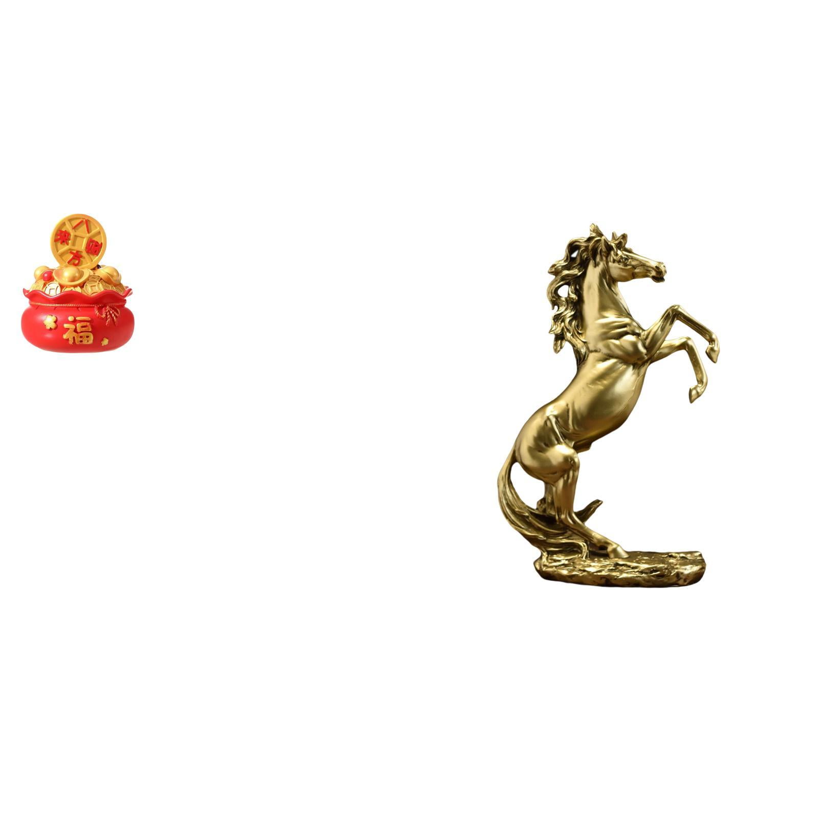 Treasure Basin Statue Standing Horse Sculpture Tabletop Ornament Resin ...