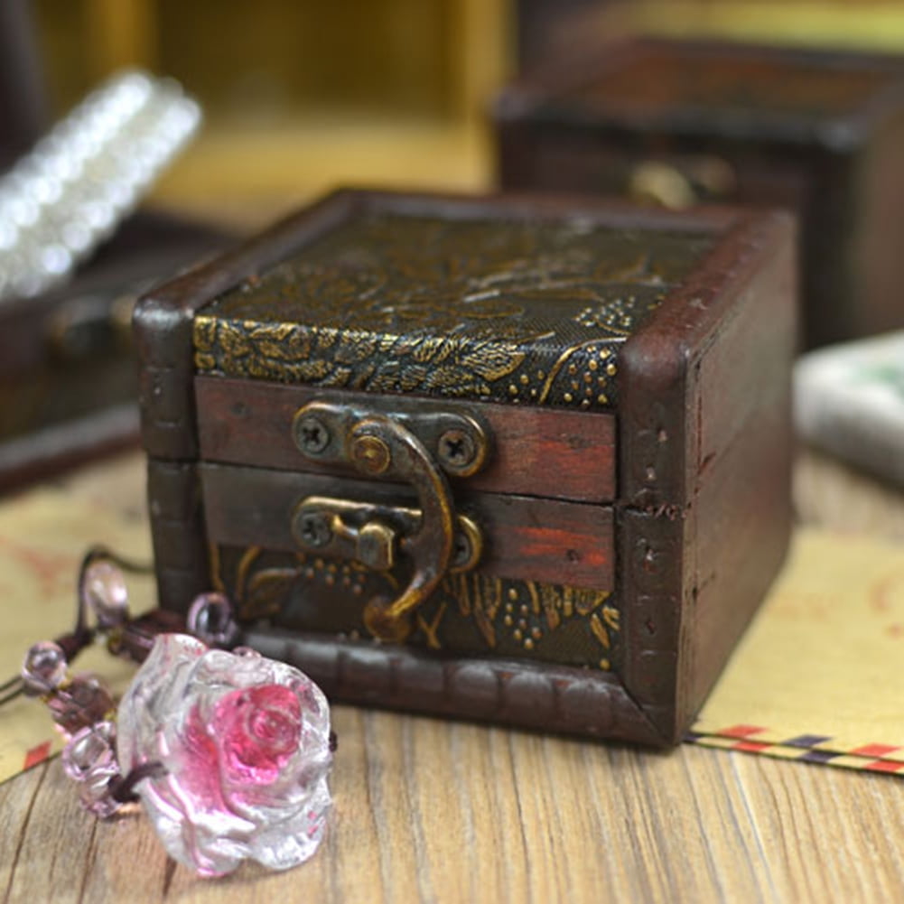Treasure Box Gifts and Home Decoration Vintage Small Wooden Lock ...