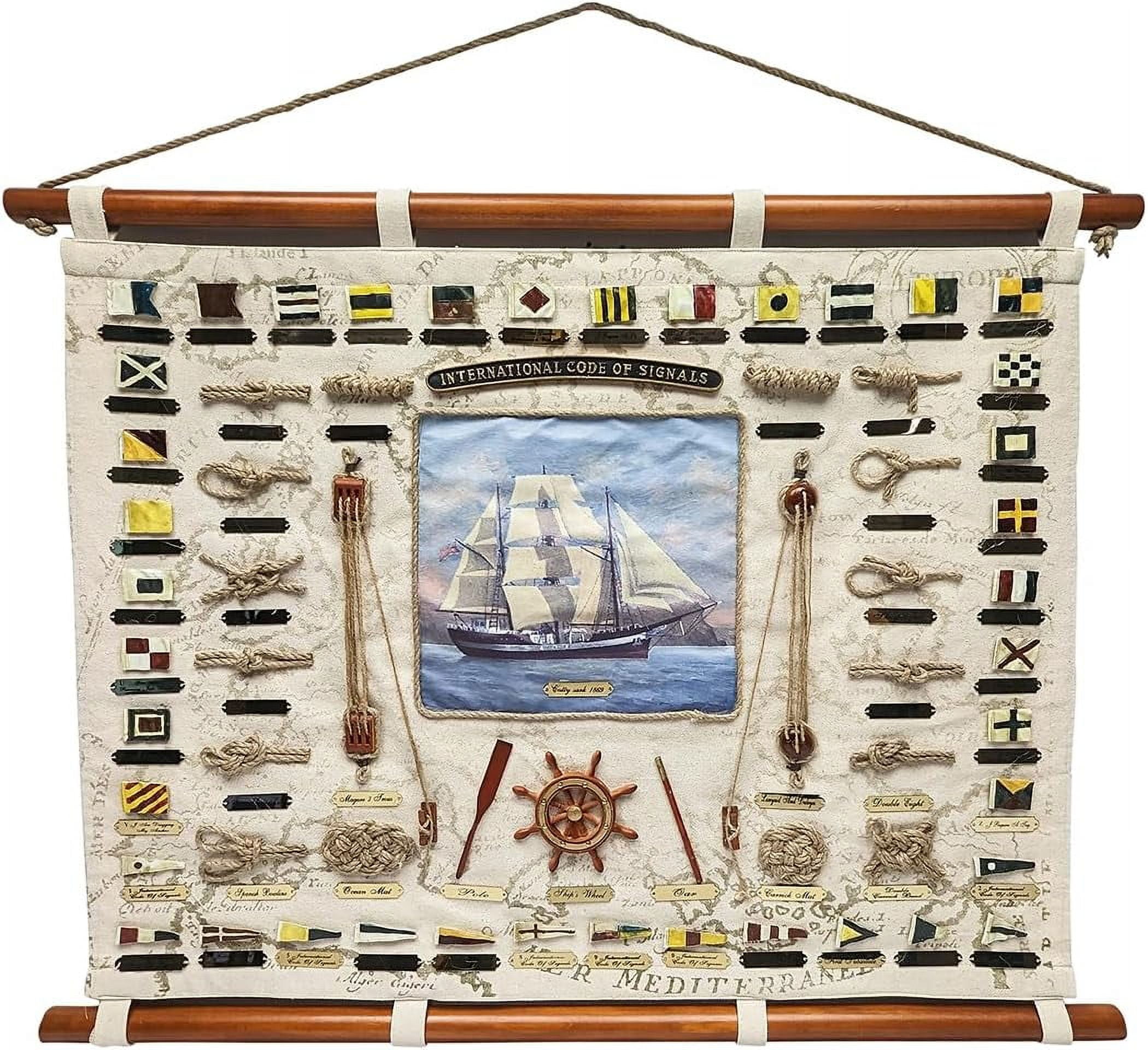 Treasure Canvas Sailing Knots Boat Code Flags Display Nautical Home ...