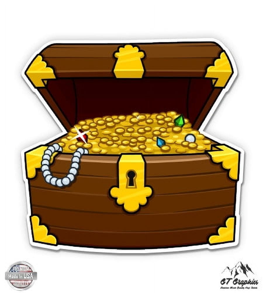 Treasure Chest - 8" Vinyl Sticker - For Car Laptop I-Pad - Waterproof ...