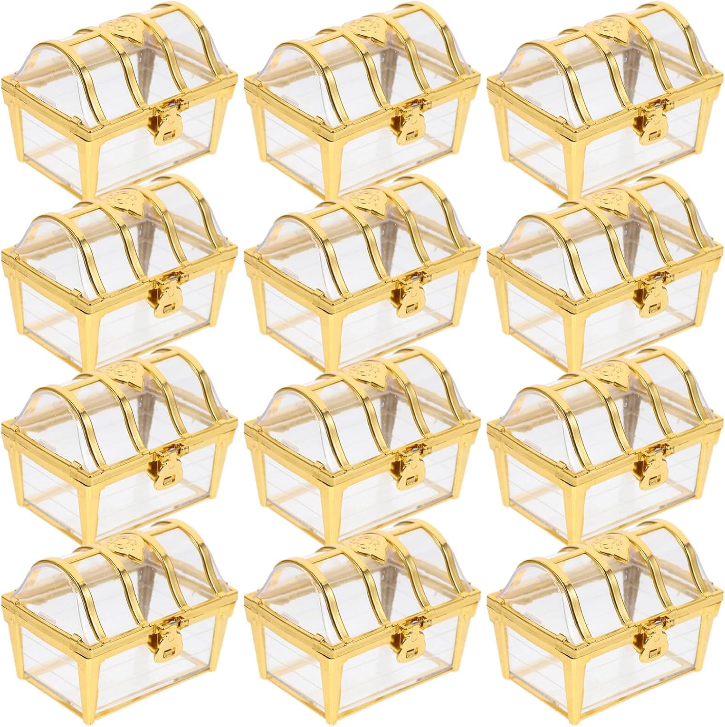 Treasure Chest Candy Boxes, 12pcs Plastic Wedding Favor Boxes Clear ...