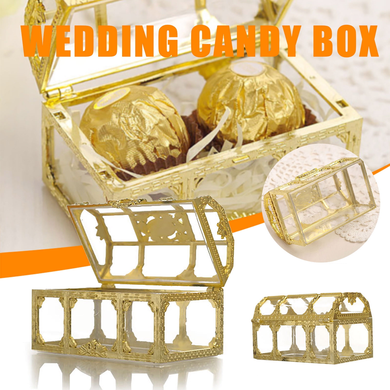 Floleo Treasure Chest Candy Boxes Plastic Wedding Favor Boxes Clear ...